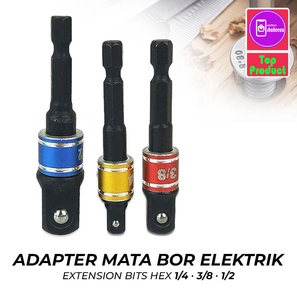 Jual SHMS Mata Bor Elektrik Adapter Extension Bits Hex 1/4 3/8 1/2 3 ...