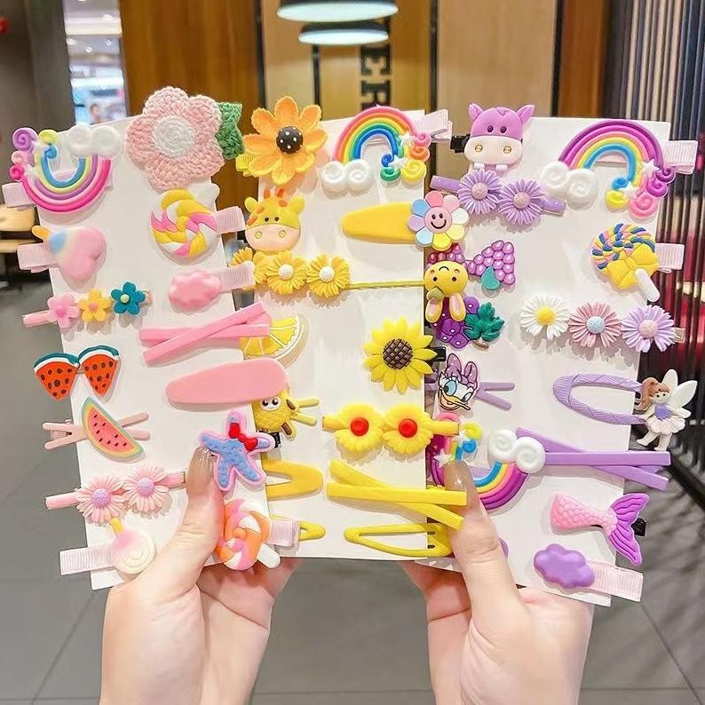 Jual Special Promo Cute Pattern Kids Hair Clips 14 Pack/ klip rambut ...
