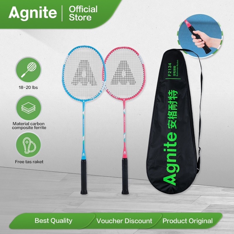 Jual Agnite Badminton Racket / Raket badminton Isi 2 Pink Biru GRATIS ...