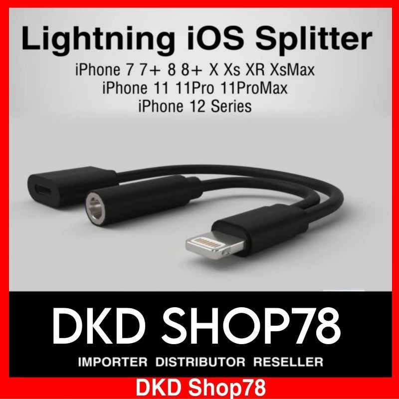 Jual Lightning Dual Splitter Jack Audio iOS Aux Adapter Splitter ...