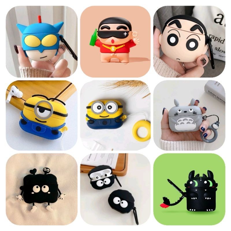 Jual Shinchan Minion Totoro Susuwatari Toothless Dragon Case Airpods 1 2 3 Pro 1 Pro 2 | Shopee ...