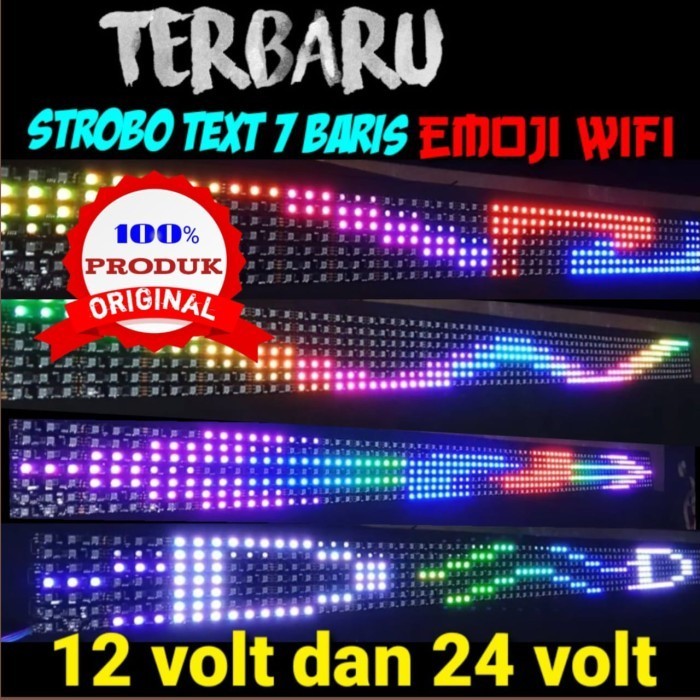 Jual Lampu led strip strobo kaca running text 7 baris bisa ganti text ...