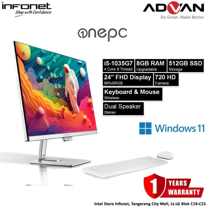 Jual Advan All In One PC AIO OnePC i5 1035G7 8GB 512GB SSD 23.8" FHD W11 | Shopee Indonesia