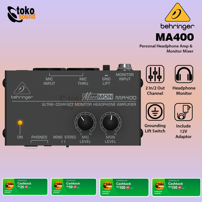 Jual Behringer MicroMON MA400 Monitor Headphone Amplifier | Shopee ...