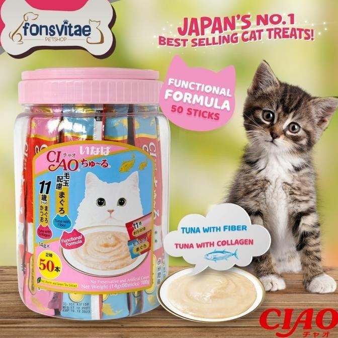 Jual Ciao Liquid Churu Tuna With Collagen & Fiber Variety Mix Isi 50Pcs | Shopee Indonesia