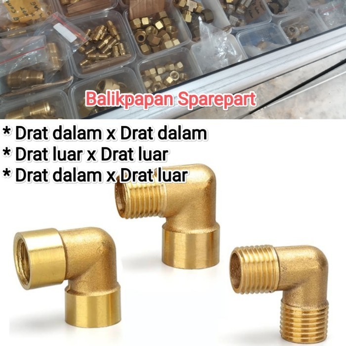 Jual @#@#@#] Knee Elbow elbo male female drat luar drat dalam inchi NPT kuningan | Shopee Indonesia