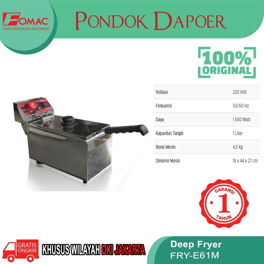 Jual Deep Fryer Penggorengan Makanan Listrik FRY-E61M FOMAC | Shopee ...