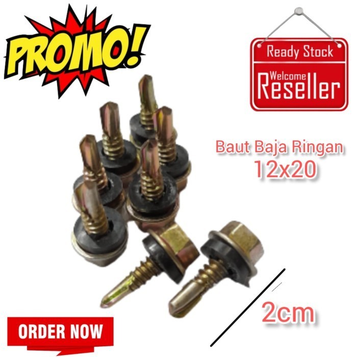 Jual Baut Baud Sekrup Skrup Roofing Ruving Baja Ringan 12x20 2cm ...
