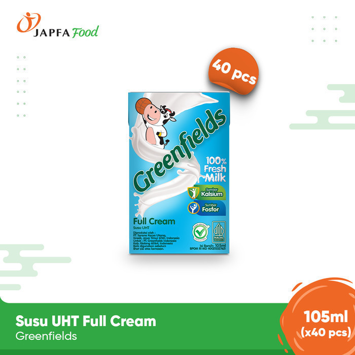 Jual Greenfields Susu UHT Full Cream 105 ml - isi 40 pcs -100% Fresh Milk dari Greenfields Farm ...