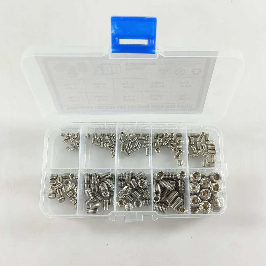 Jual Set Baut L Tanam Sekrup Soket Hex M3-M8 Headless 200 PCS - A2-70 DIN916 | Shopee Indonesia
