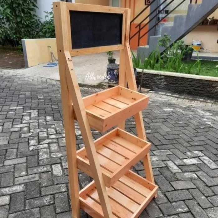 Jual Rak Display Kayu 3 Penyimpanan Dengan Papan Tulis | Shopee Indonesia