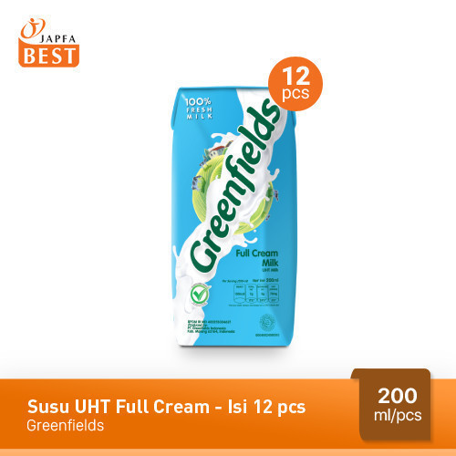 Jual Susu Greenfields UHT Full Cream 200 ml - Isi 12 Pcs | Shopee Indonesia