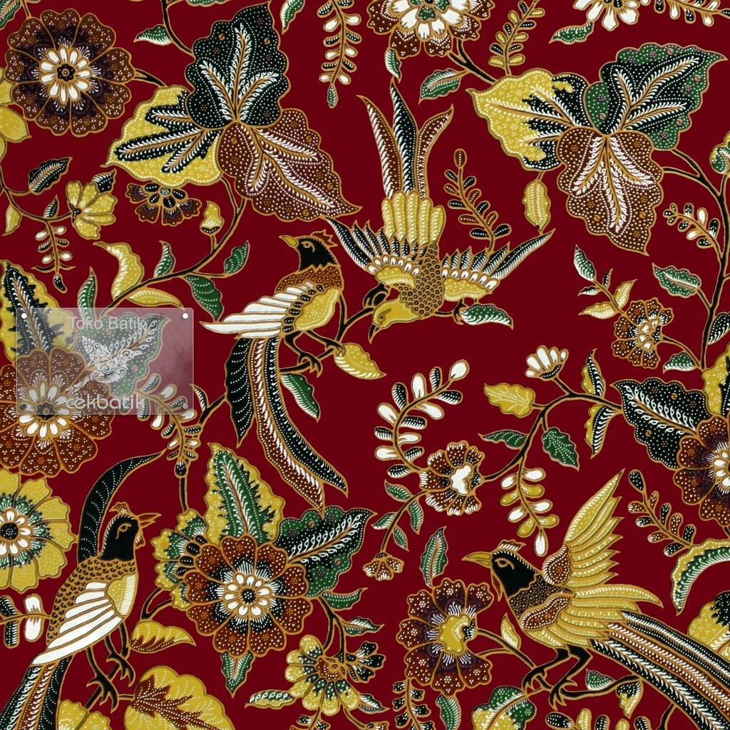 Jual kain batik - Motif Unik Burung dan Bunga Manis V5 (Red) | Shopee ...