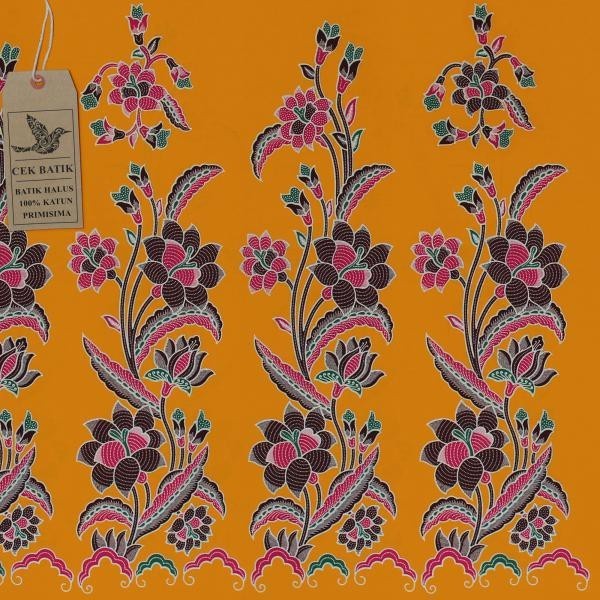 Jual Kain Batik - Motif BUnga Mawar Unik (Kuning) | Shopee Indonesia
