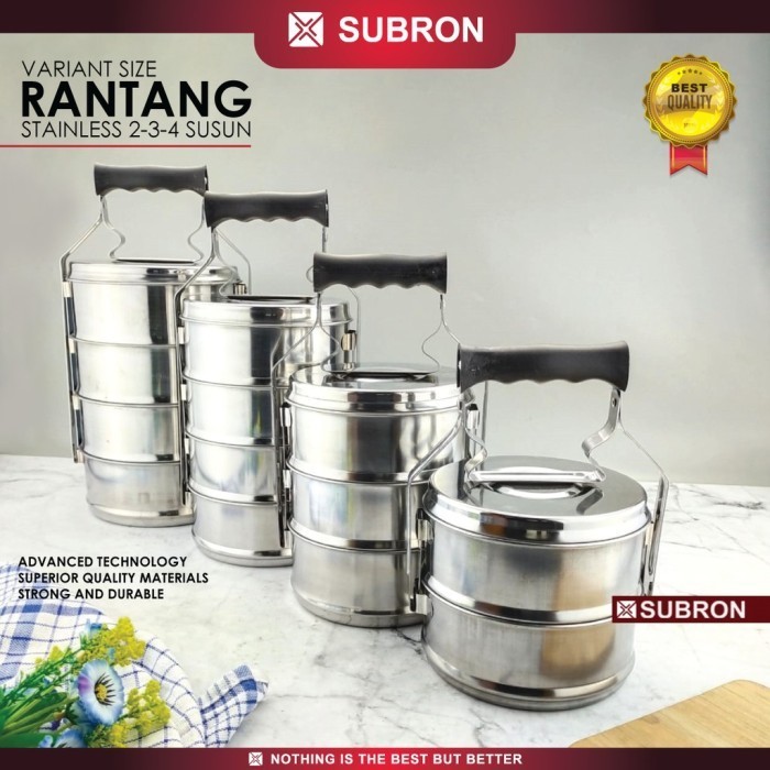 Jual Rantang Makanan, Bekal, Lunch Set Stainless Subron Susun 4 ...