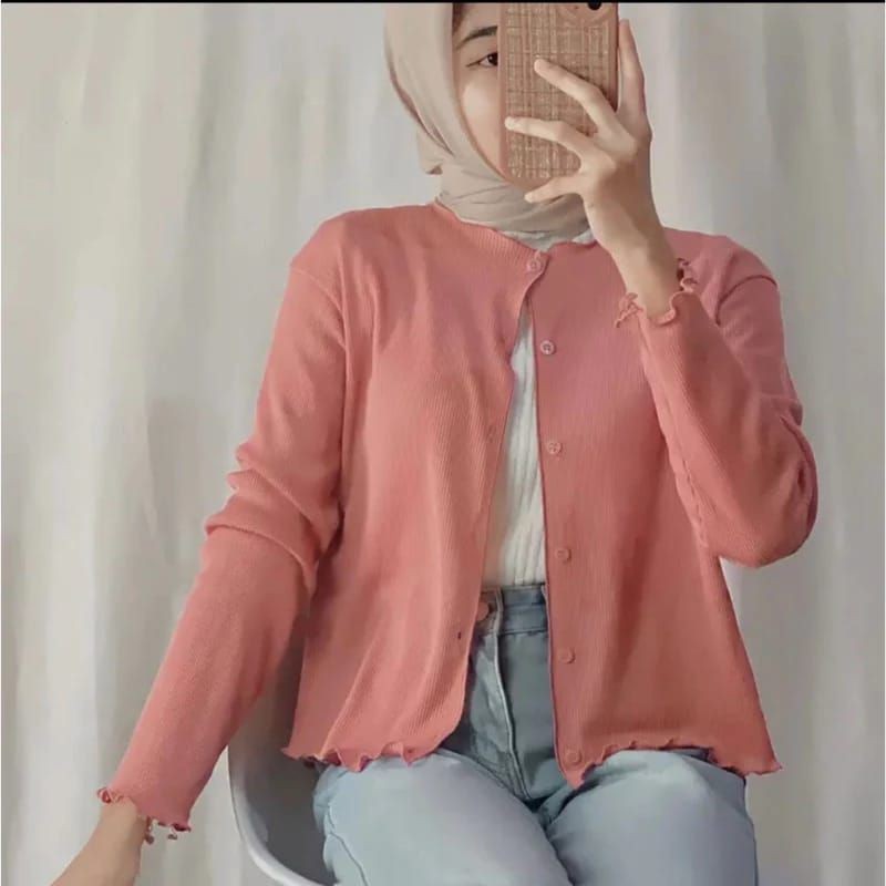 Jual Cardigan Rajut Crop Top / Kardigan Rajut Knit Waffle / Cardigan ...