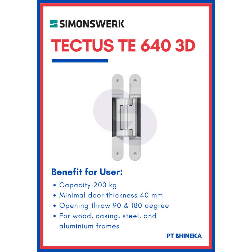 Jual Tectus Concealed Hinges Te 640 3D 200Kg Engsel Tanam Simonswerk ...