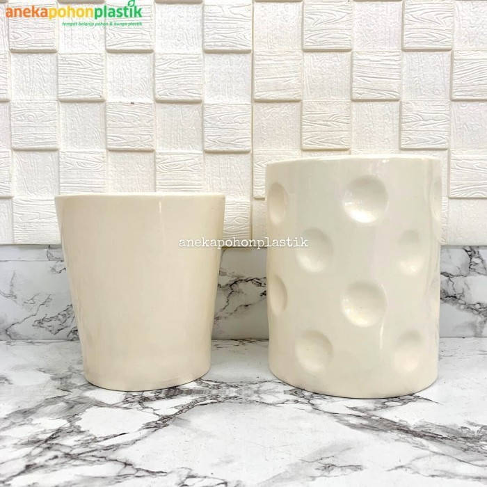 Jual Vas Keramik Gelas Motif Bola-bola Polos Bunga Pot Tanaman ...