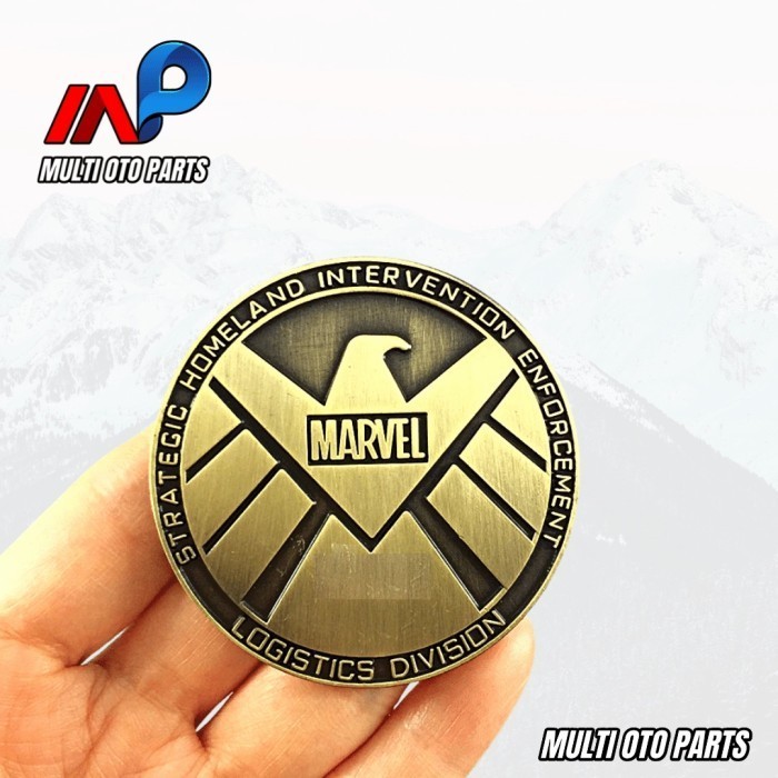 Jual Sticker Emblem Metal 3D Marvel Logo Agents of Shield stiker - Emas ...