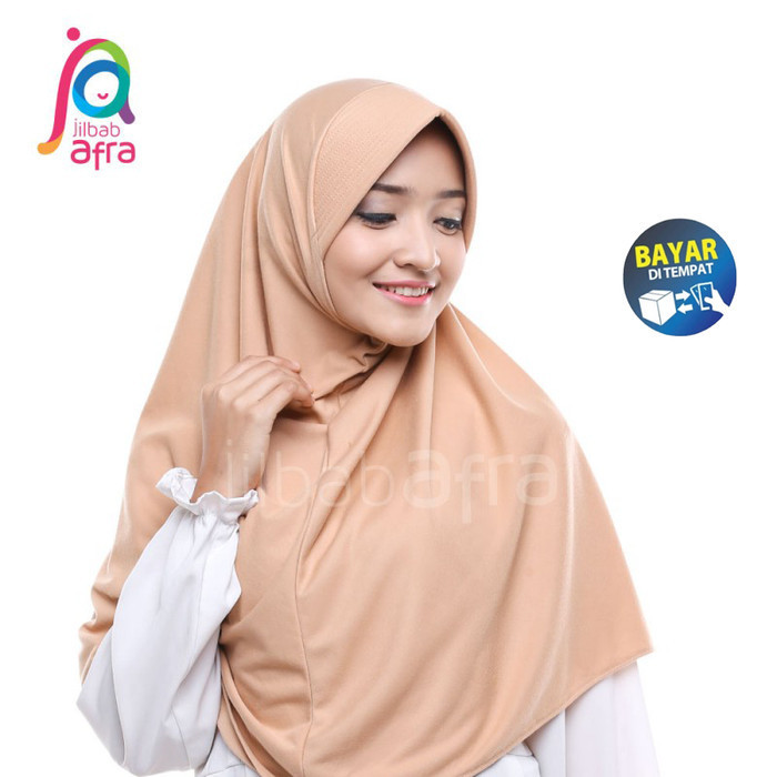 Jual Jilbab Afra Beria Arfa Kerudung Instan Hijab Kaos Bergo Coklat Susu | Shopee Indonesia