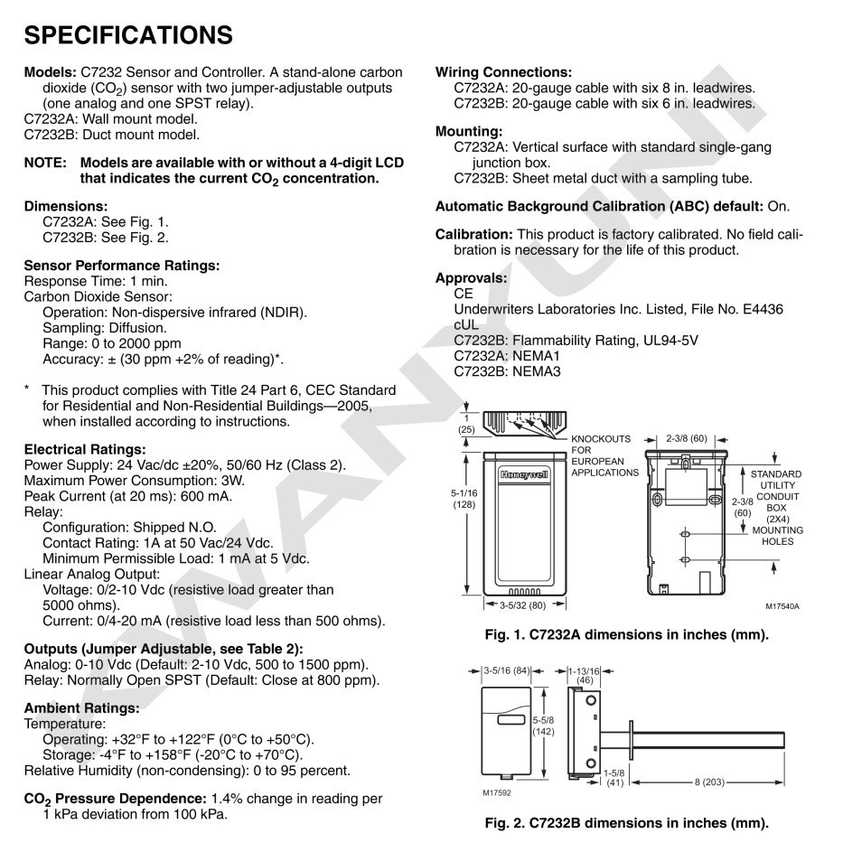 Jual C7232A1008 wall mount CO2 sensor controller carbon dioxide Honeywell | Shopee Indonesia