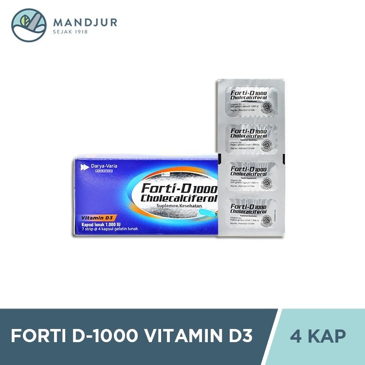 Jual Forti-D 1000 Vitamin D3 4 Kapsul - Suplemen Vitamin D3 | Shopee ...