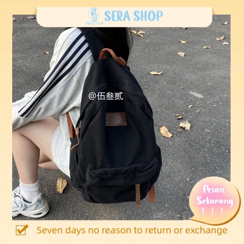 Jual Sera American high school retro backpack do old washed canvas pria ...