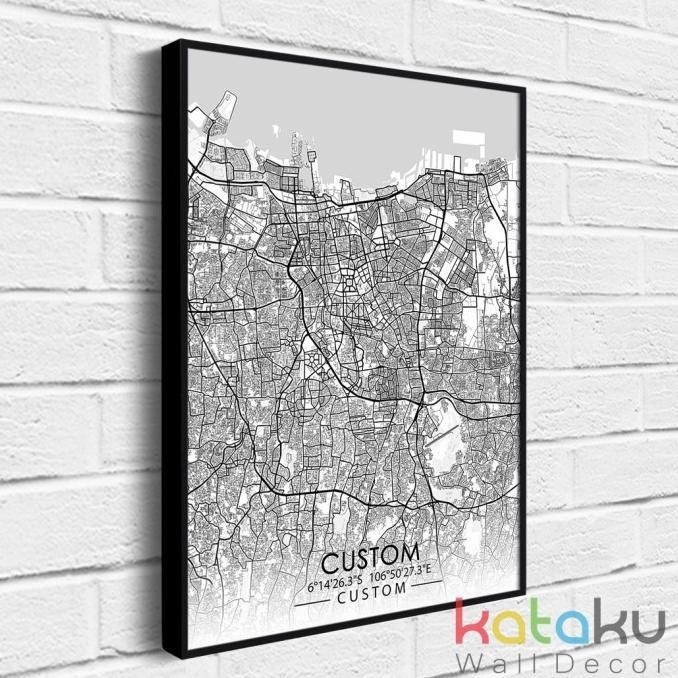 Jual Flash Sale CUSTOM City Map Art Poster Peta Kota Favoritmu Hiasan ...