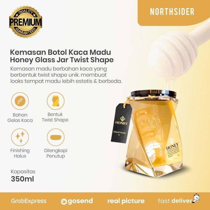 Jual Botol Kaca Madu Twist Shape 350Ml Kemasan Syrup Selai Honey Glass ...