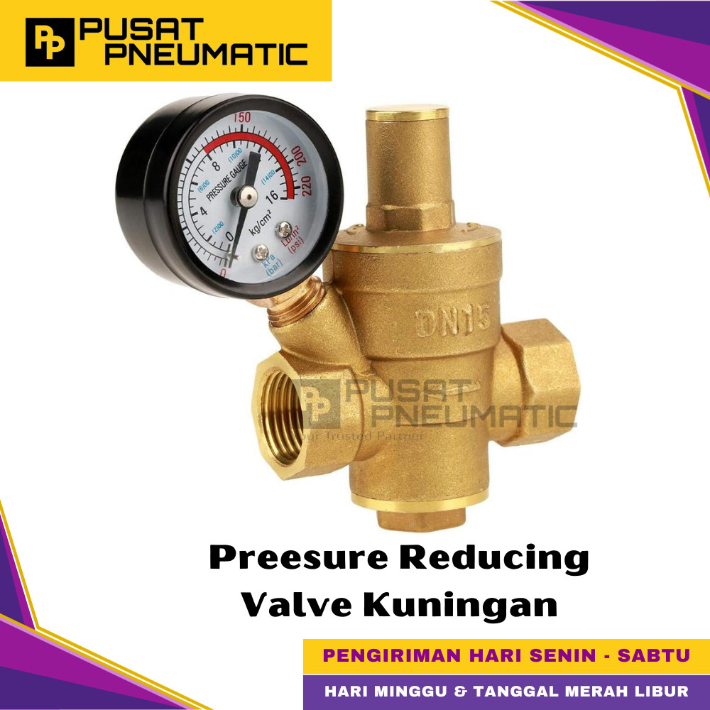 Jual 1/2" Pressure Reducing Valve PRV Regulator Water Kuningan 1/2 Inch ...