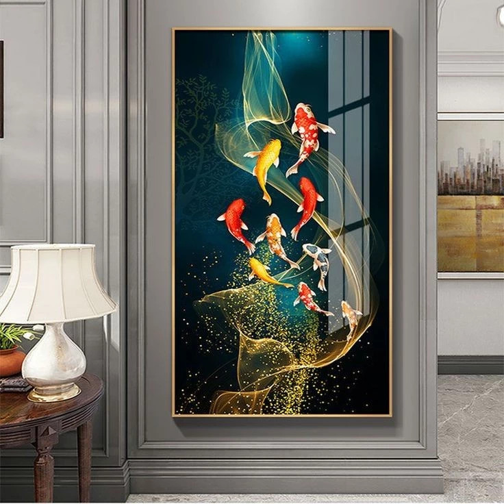 Jual Lukisan Ikan Koi Full Color Modern art Estetik | Shopee Indonesia