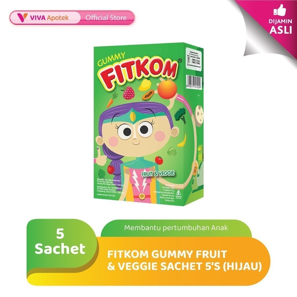 Jual Fitkom Gummy Fruit & Veggie Memenuhi Kebutuhan Vitamin (5 Sachet ...