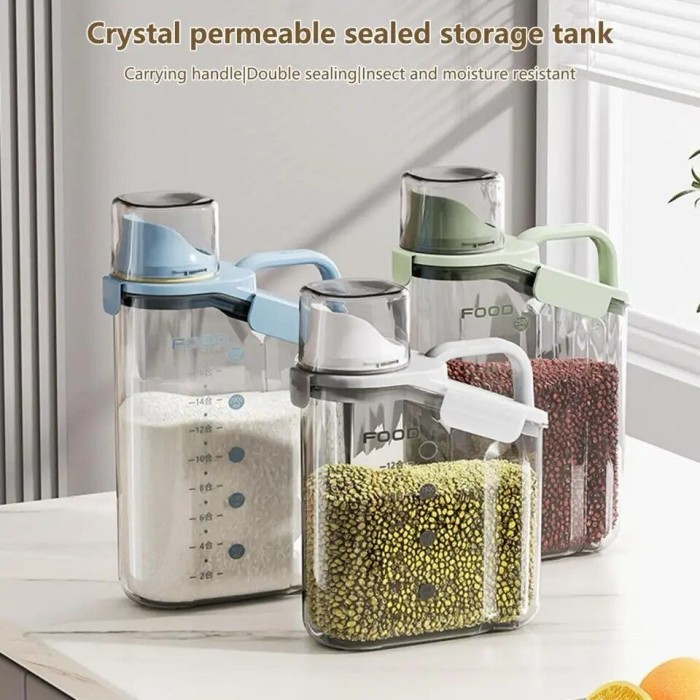 Jual BOTOL TOPLES TEMPAT MAKANAN SNACK FOOD CONTAINER GRAIN JAR 2L 2 ...