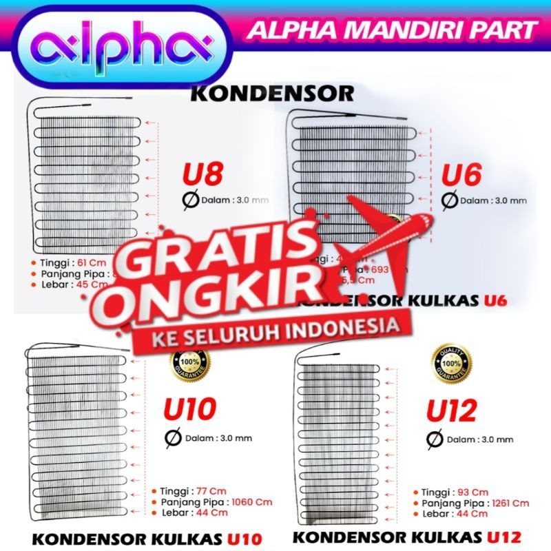 Jual 10 Pcs Kondensor Tembaga Kulkas showcase freezer box semua merek U6 U8 U10 U12 | Shopee ...