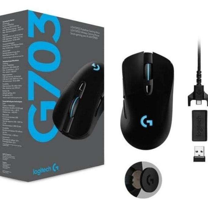 Jual Logitech G703 HERO Lightspeed Mouse Gaming Wireless RGB HERO 25K DPI | Shopee Indonesia