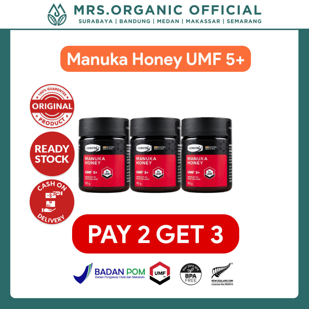 Jual PAY 2 GET 3 - Comvita Manuka Honey Madu Murni Alami UMF 5+ 50 g | Shopee Indonesia