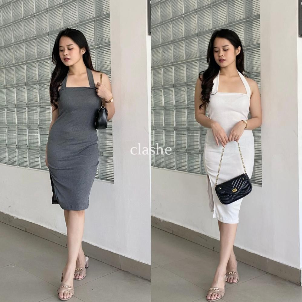 Jual Original Winny Dress Rib Gaun Wanita Korean Style Terbaru Kekinian ...