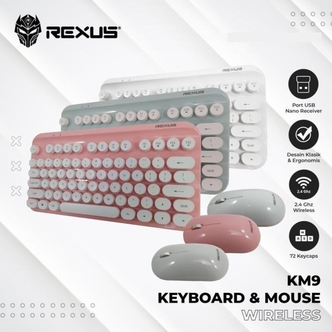 Jual Rexus Km9 Combo Wireless Keyboard Mouse Outstanding Retro Combo ...