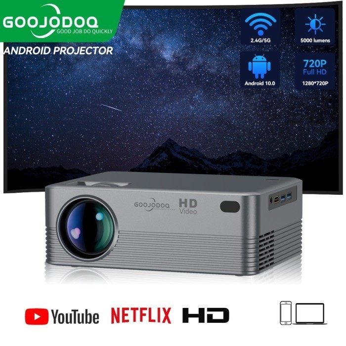 Jual Goojodoq Portable Mini Led Projector Android Home Theater 180 Ansi ...