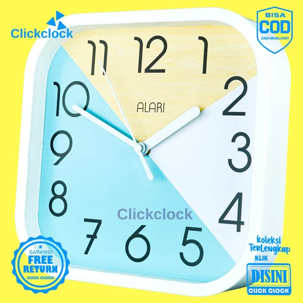 Jual Jam Dinding Alari AL1210-5454 Quartz Minimalis Hitam Besar ...