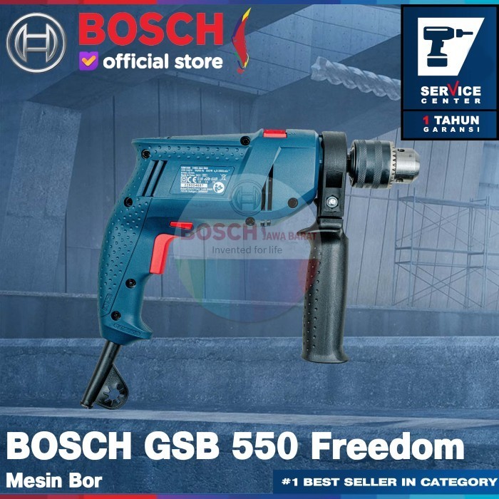 Jual Bosch Impact Drill Gsb 550 Freedom Kit Set 550 Watt Bor Dan ...