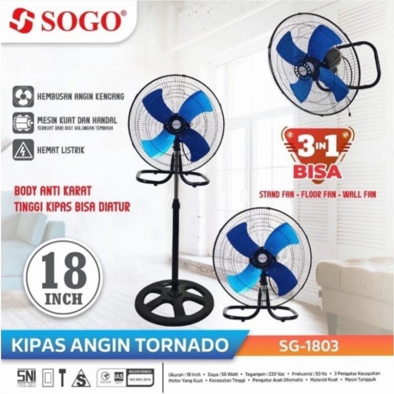 Jual Kipas angin TORNADO 3 IN 1 SOGO 18 Inch,kipas angin besi 18 inch 3 in 1 tornado | Shopee ...