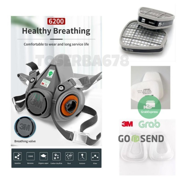 Jual Ready 3M 6200 Half face Respirator Complete Set Cartridge 6001 6003 7093 | Shopee Indonesia