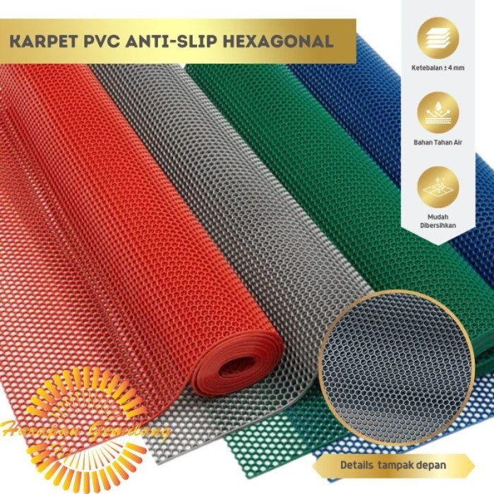 Jual Keset Karpet Karet Pvc Anti Slip Kamar Mandi Wudhu Hexagon Meteran ...
