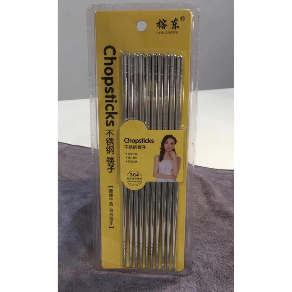 Jual 10 pcs Sumpit stainless besi korea style TEBAL | Shopee Indonesia