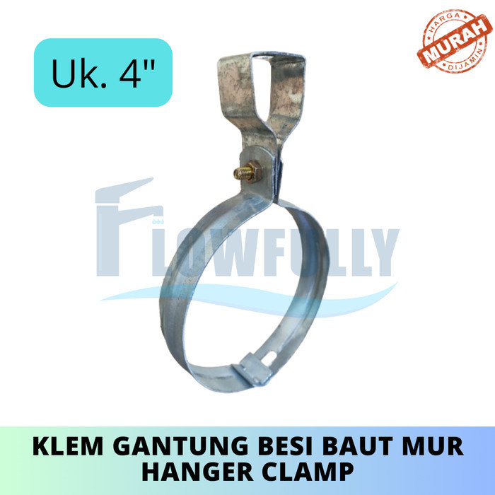 Jual KLEM GANTUNG PIPA 4 INCH BESI ENGSEL HANGER CLAMP CLEM BAUT MUR ...