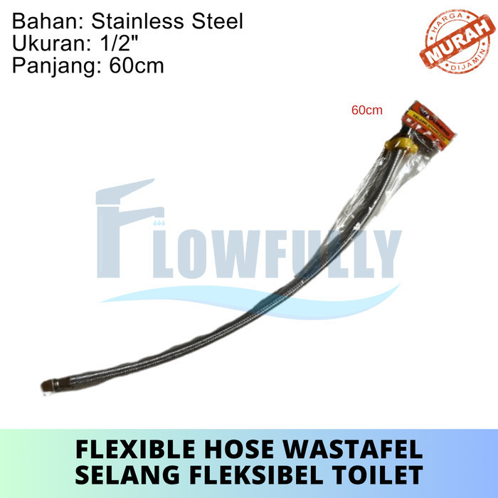 Jual SELANG FLEKSIBEL ANYAM FLEXIBLE HOSE 60 CM KRAN WASTAFEL TOILET WC ...