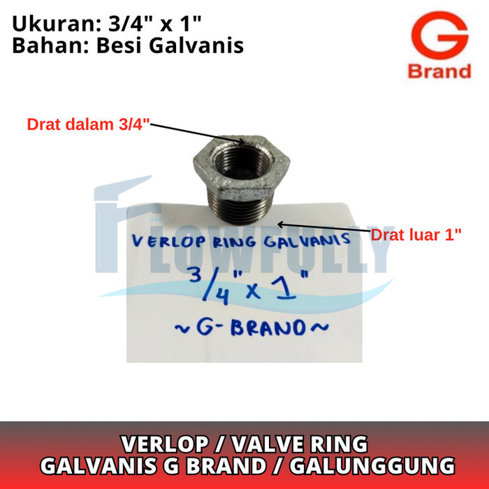 Jual VERLOP RING BESI GALVANIS 3/4 x 1 INCH G BRAND VLOK VALVE RING ...