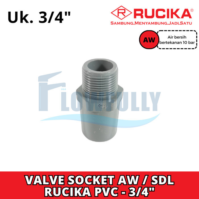 Jual VALVE SOCKET AW 3/4 inch RUCIKA SOK DRAT LUAR TS TEBAL PVC ...