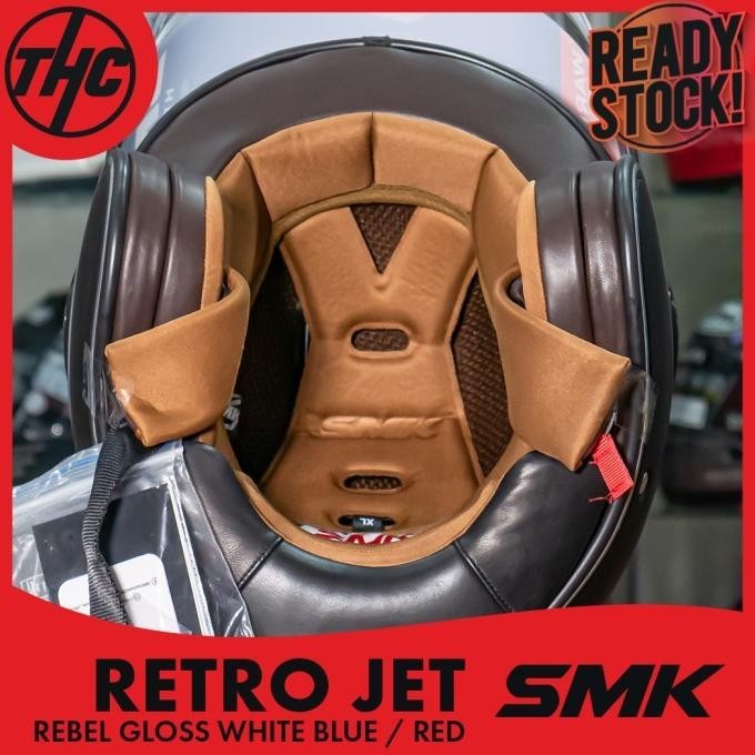Jual Helm Smk Retro Jet Rebel White Blue Gloss Vintage Half Face Helmet ...